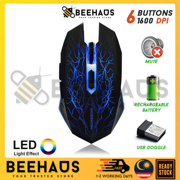 BEEHAUS Morzzor Rechargeable Silent Mouse Wireless Mute Gaming Mouse 6 ...