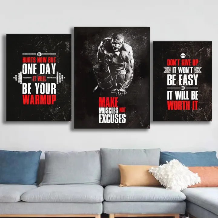 Motivational Quotes Poster Muscle Bodybuilding Fitness Art Canvas ...