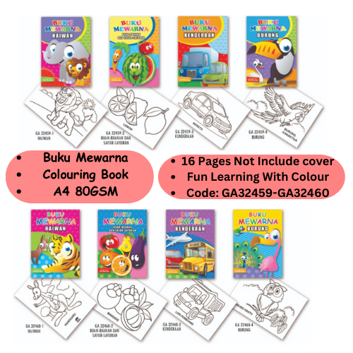 A4 Colouring Book/Buku Mewarna Fun Learning With Colour Activity Book ...