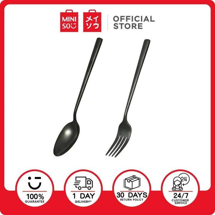 Miniso Stainless Steel Spoon and Fork (Black) | Lazada PH