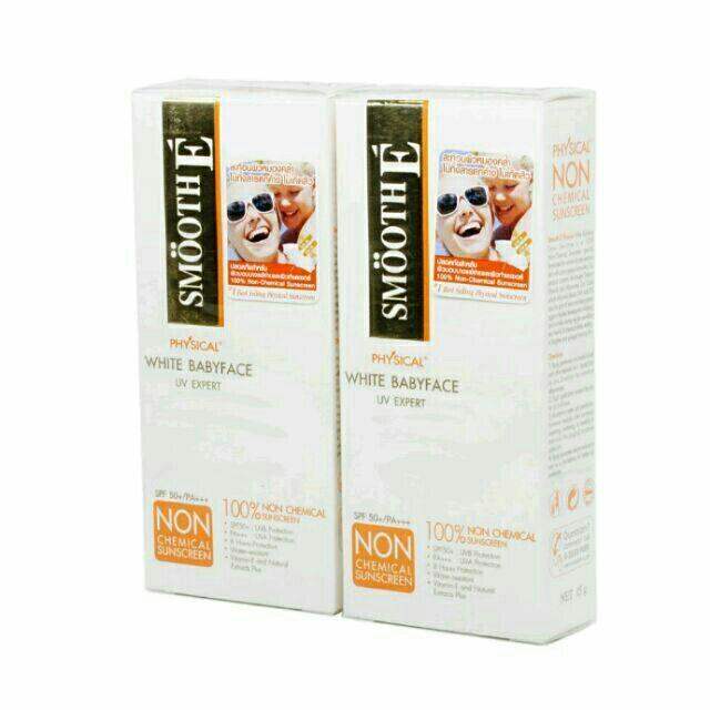 Smooth E Physical Sunscreen SPF50+ 15 กรัม (สีขาว) (แพคคู่ 2 กล่อง ...