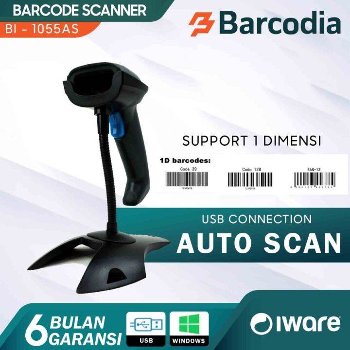 Scanner Barcode IWARE BI 1055AS 1D (Auto Scan) WITH STAND | Lazada ...