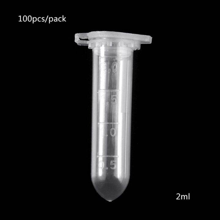 100Pcs 2ml Clear Plastic Vials Container Snap Cap Centrifuge Tubes ...