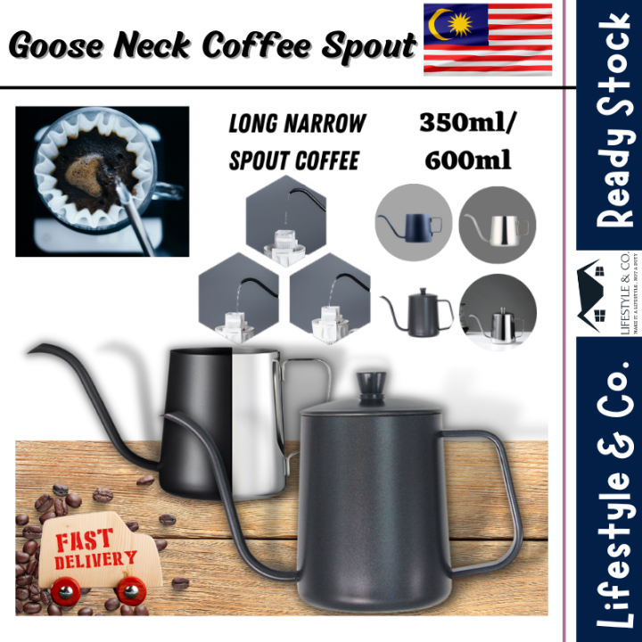 [Ready Stock] 350ml/600ml 304 Stainless Steel Long Narrow Spout Coffee ...
