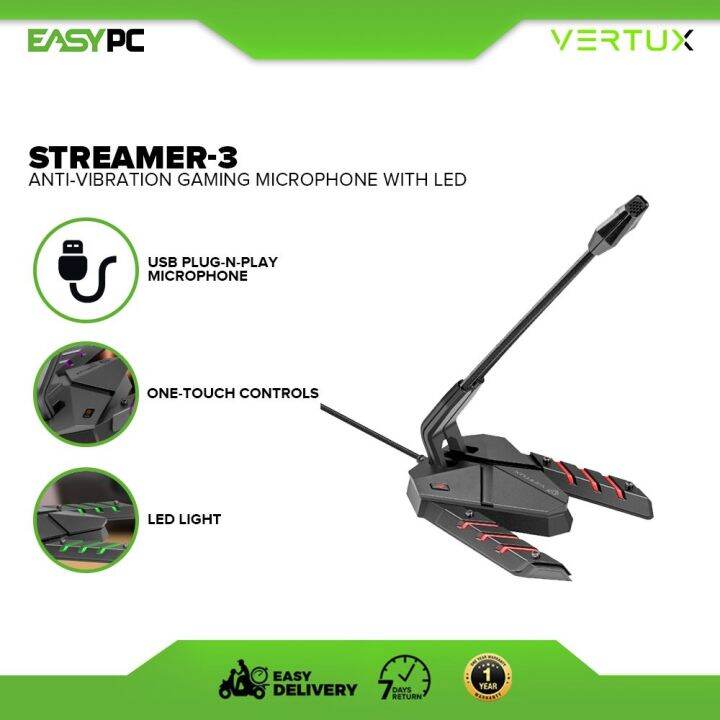 Vertux Streamer-3 Anti-Vibration Gaming Microphone with LED 17PRO ...