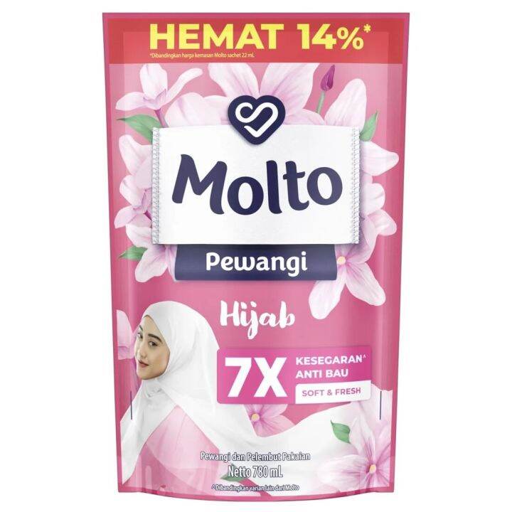 Molto Pewangi Hijab Soft & Fresh Pink Pouch 780 mL | Lazada Indonesia