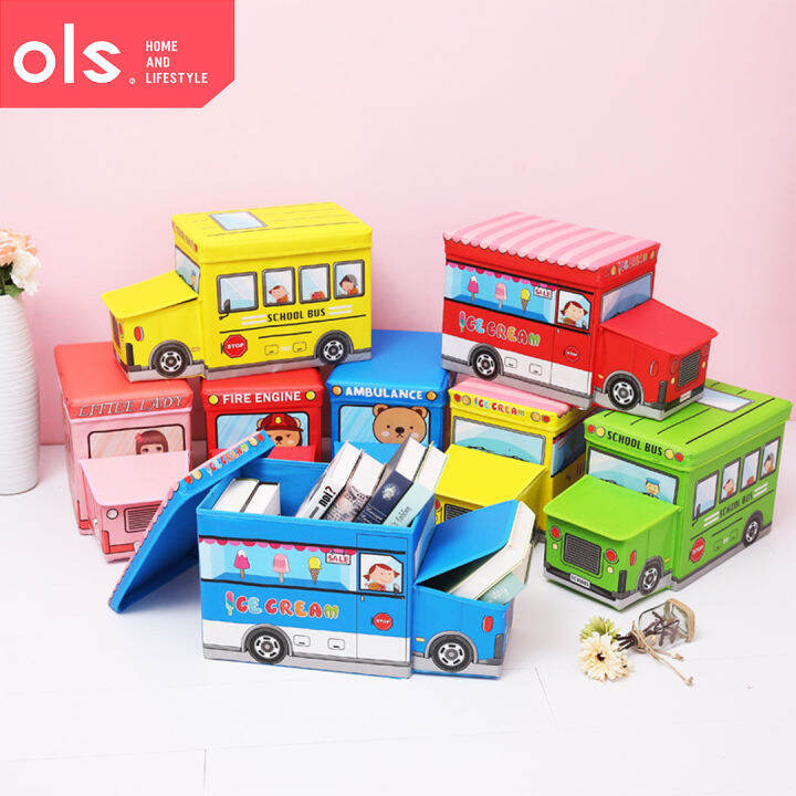 OLS Storage Box Chair Kids Stool Ottoman Foldable Storage Box Storage ...