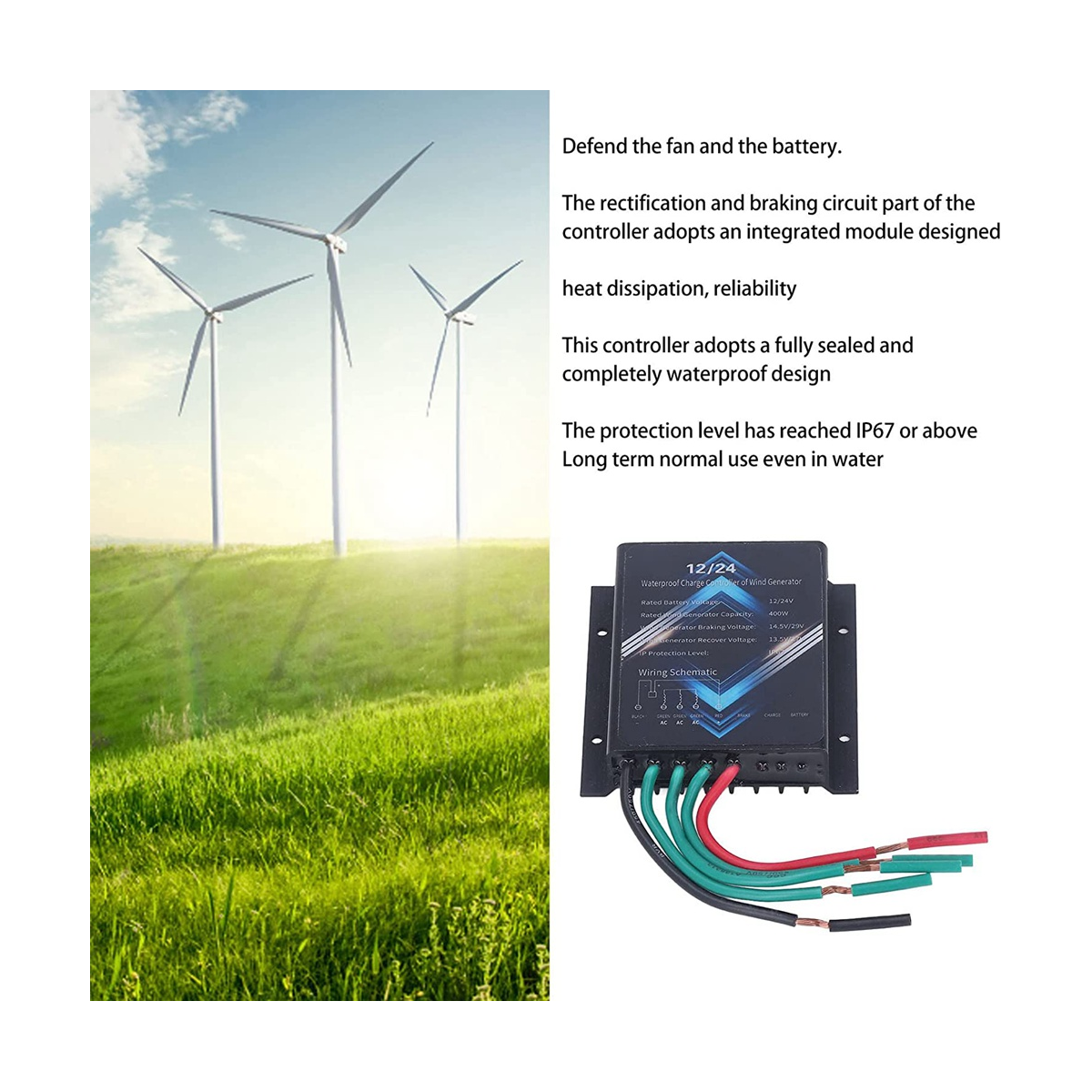 400W 12V 24V Wind Turbine Charge Controller Wind Generator Controller ...