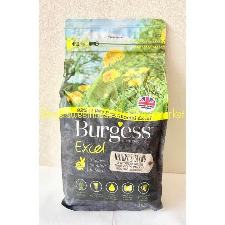 Burgess Excel Adult Rabbit Natures Blend Nugget Food, 1.5kg, pet food ...
