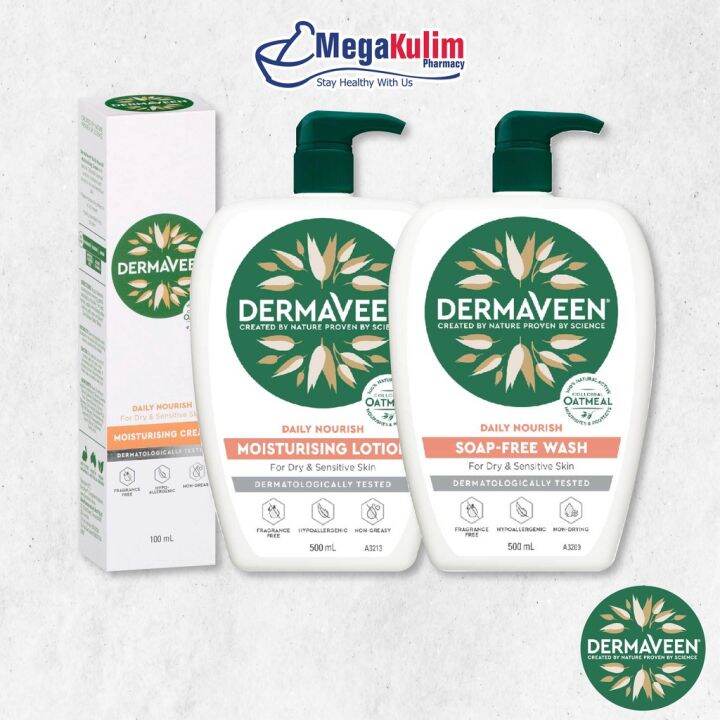 Dermaveen Daily Nourish Soap-Free Wash 500mL / Moisturising Lotion ...