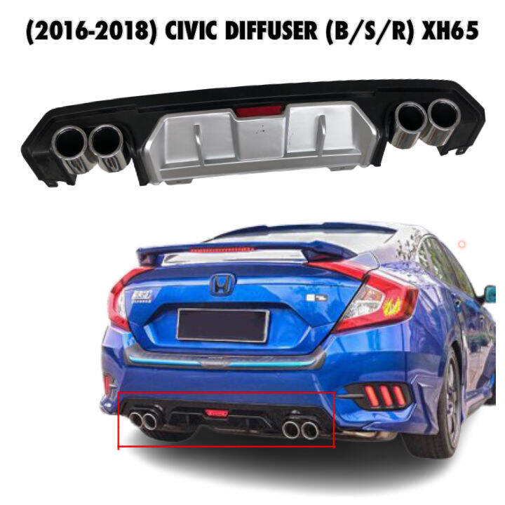 CPO 2016 2017 2018 Honda Civic Car Rear Bumper Diffusers Lip Spoiler ...