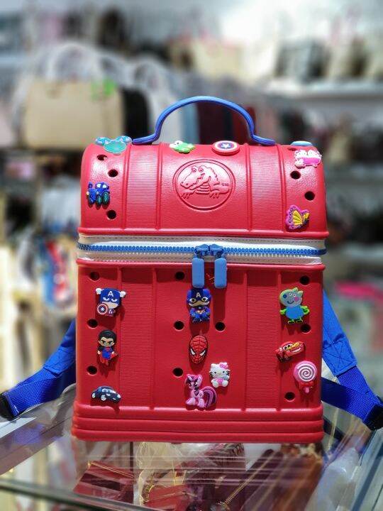 C.R.O.C.S - Red Small Kiddie Zip Backpack with Assorted Jibbitz Pins ...