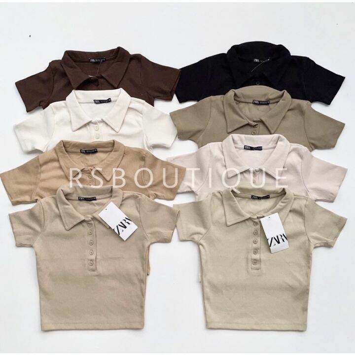 【COD】 Zara polo semi crop top2 | Lazada PH
