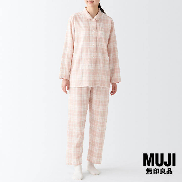 มูจิ ชุดนอนผู้หญิงไร้ตะเข็บข้าง ผ้ากอซทอสองชั้น - MUJI Side Seamless Double Gauze Pajamas ...