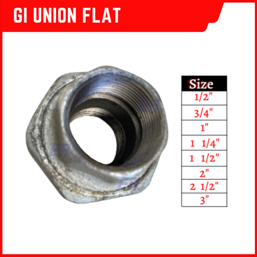 MECH UNION FLAT GI FITTINGS GALVANIZED IRON (AVAILABLE 1/2, 3/4, 1, 1 ...