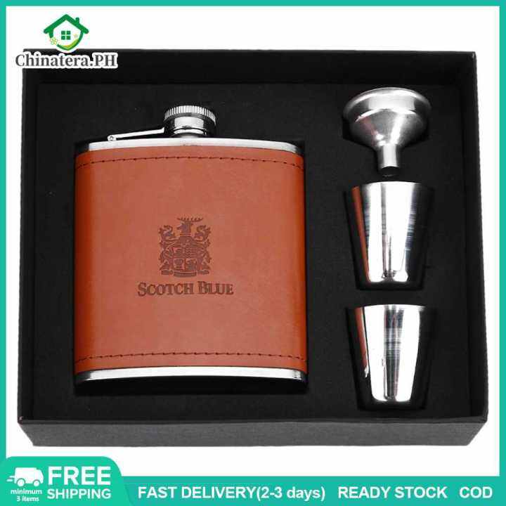 Classical Gift Set Hip Flask Flagon Set Stainless Steel Whiskey Wine ...