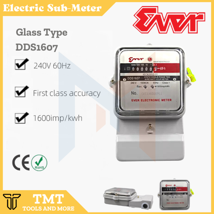 EVER Electric Submeter Kilo Watt Hour Meter DDS1607 Glass Type ( 60Amp ... EVER Electric Submeter Kilo Watt Hour Meter DDS1607 Glass Type ( 60Amp ...