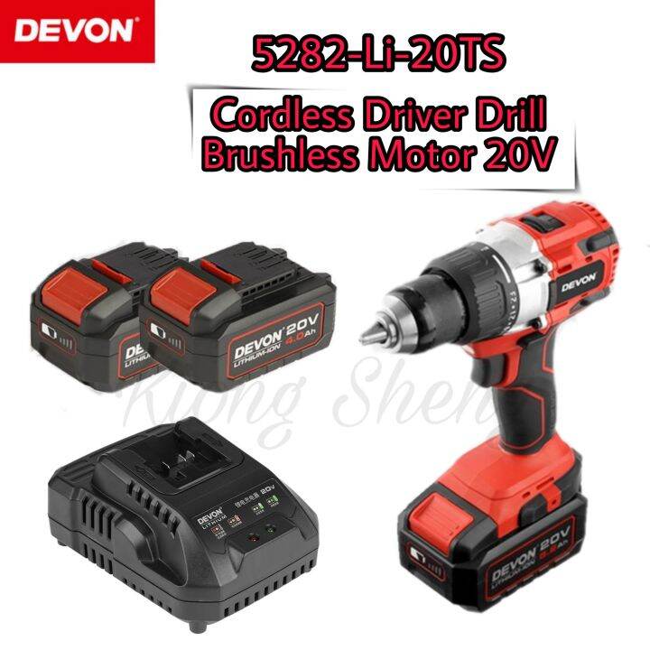 DEVON 5282-LI-20TS CORDLESS DRIVER DRILL BRUSHLESS MOTOR 20V | Lazada