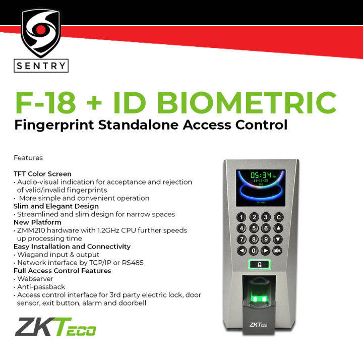 ZKTeco F18-ID Fingerprint time attendance & Access control | Lazada PH