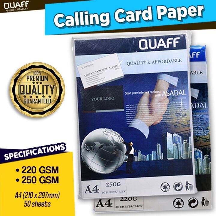 Quaff Calling Card Paper Matte 220Gsm / 250Gsm A4 Size 50Sheets Pack ...