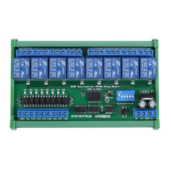 8 Ch RS485 Relay Board Modbus RTU UART Remote Control Switch DIN35 Rail Box for PLC Automation ...