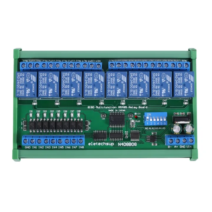 8 Ch RS485 Relay Board Modbus RTU UART Remote Control Switch DIN35 Rail Box for PLC Automation ...