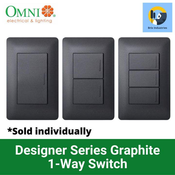 Omni Graphite Designer Series 1 Way Switch Set 1 2 or 3 Gang DP3-S513G ...