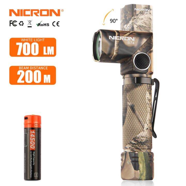 Nicron Flashlight B74Camo 700 Lumens Dual Fuel Power With 90 Degree ...