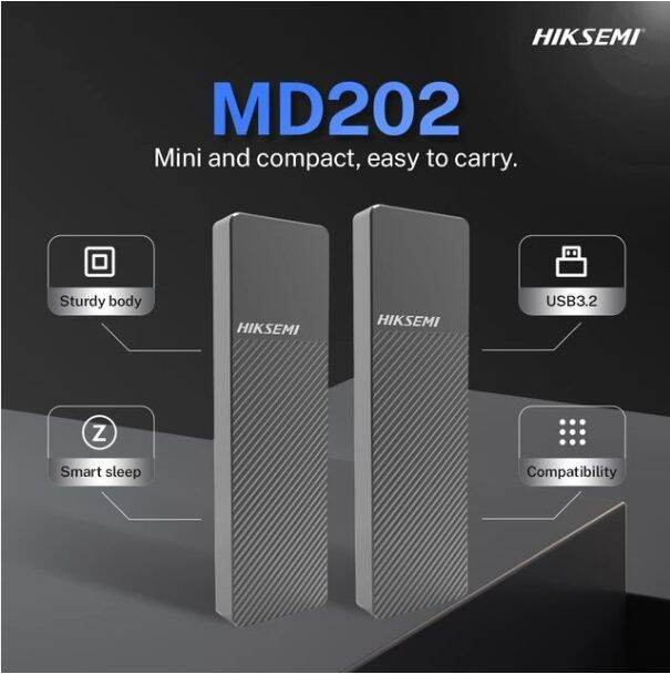 HIKSEMI MD202 M.2 NVMe and SATA SSD Enclosure Aluminum, RTL9210B Chips, 10Gbps BLACK/ GRAY ...