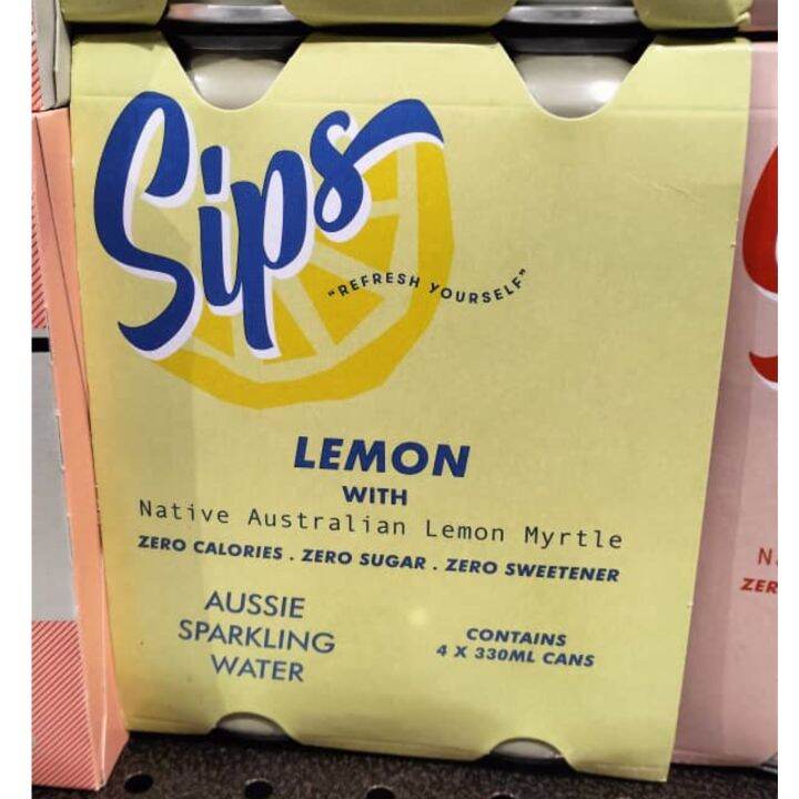 Sips Aussie Sparkling Water Lemon with Native Australian Lemon Myrtle ...