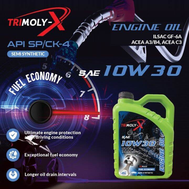 TRIMOLY-X TRIMOLYX 10W30 SEMI SYNTHETIC ENGINE OIL SP/CF 4L Car ...