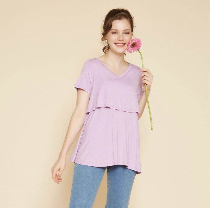Nitan (นิทาน) เสื้อให้นมบุตร รุ่น Freesia Nursing Top | Lazada.co.th