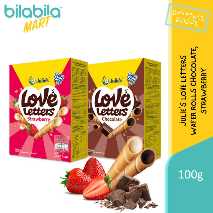 Julie's Love Letters Wafer Rolls (Chocolate, Strawberry) 100g | Lazada
