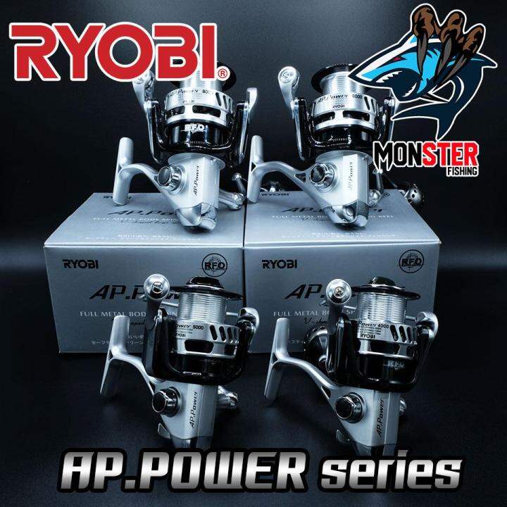 รอกสปินนิ่งเรียวบิ RYOBI AP.POWER 4000,5000,6000,8000 ( BLACK SILVER ...