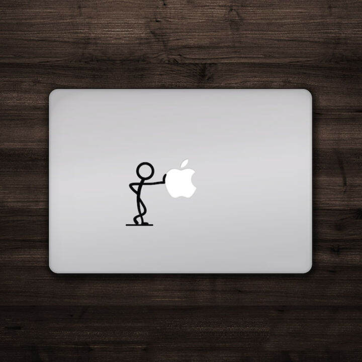 Stiker Stickman Leaning on Apple - Laptop Decal Macbook Sticker ...