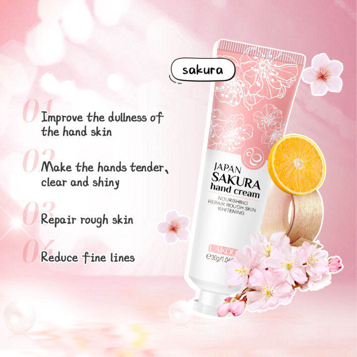 LAIKOU Sakura Hand Cream Nourishing Moisturizing Whitening Hand Skin ...
