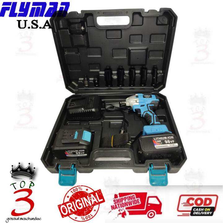Flyman USA Cordless Impact Wrench 1/2 Drive 98volts, | Lazada PH