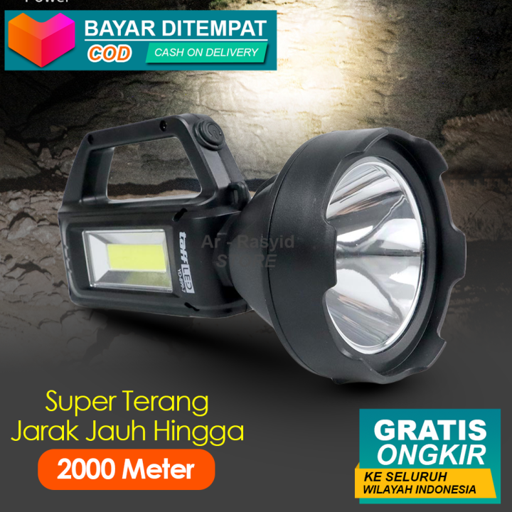 Senter LED Cas Listrik Portable Flashlight Rechargeable LED+COB 1200mAh ...