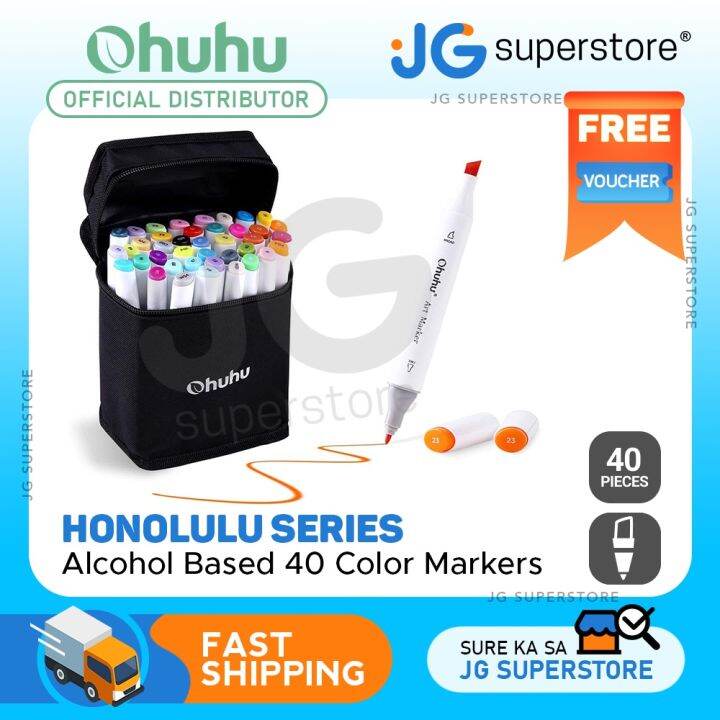 Ohuhu Alcohol Based Dual Tipped Art Markers 40 Colors + 1 Blender ...