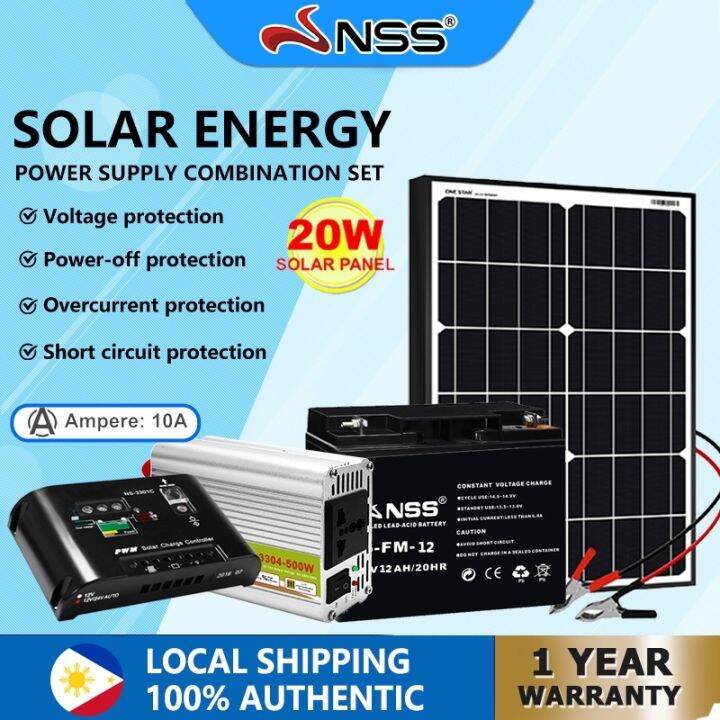NSS solar power set dc 12v to ac 220v inverter 500w 10a controller 20w ...