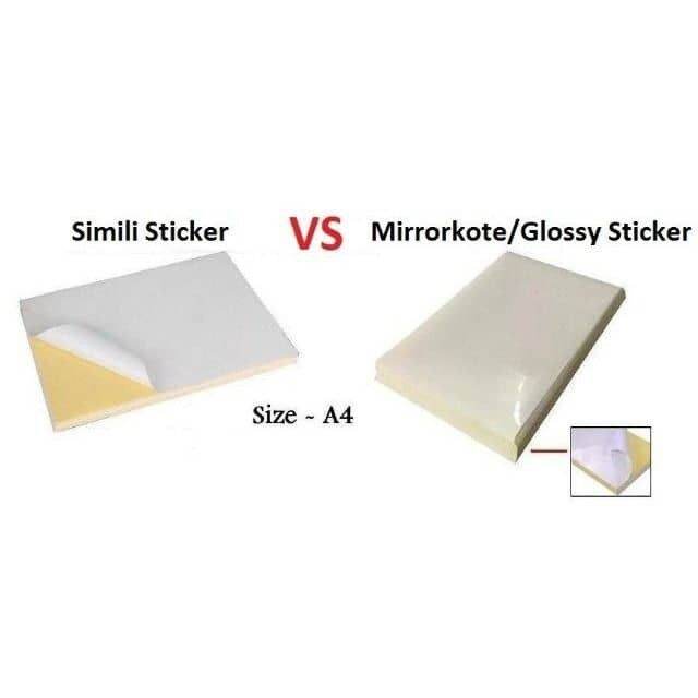 A4 White Simili Matt Sticker 100sheets / Mirrorkote Glossy Sticker ...