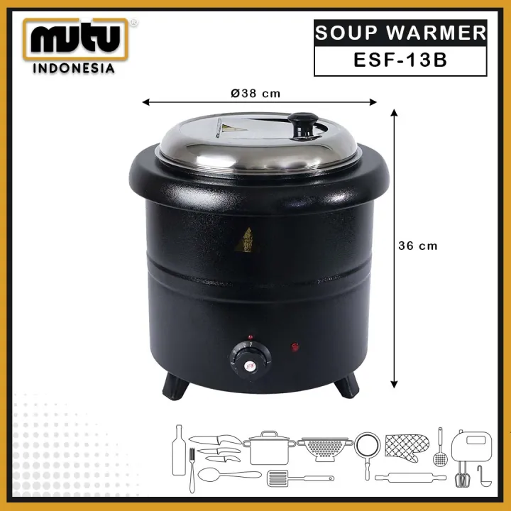Panci Pemanas Sup Elektrik / Soup Warmer 13 Liter Bulat Hitam 435 Watt ...