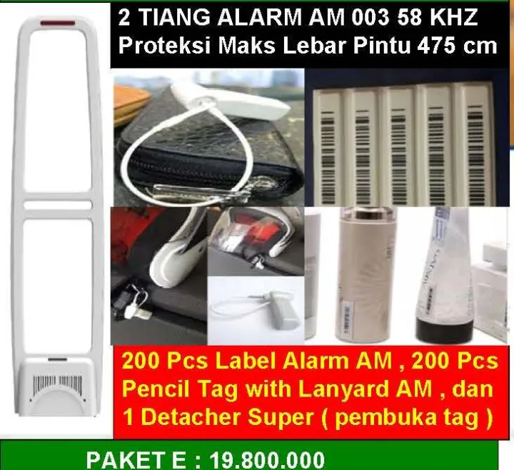 Paket Tiang Panel Sistem EAS sensor Alarm Security AM 58 KHZ utk ...