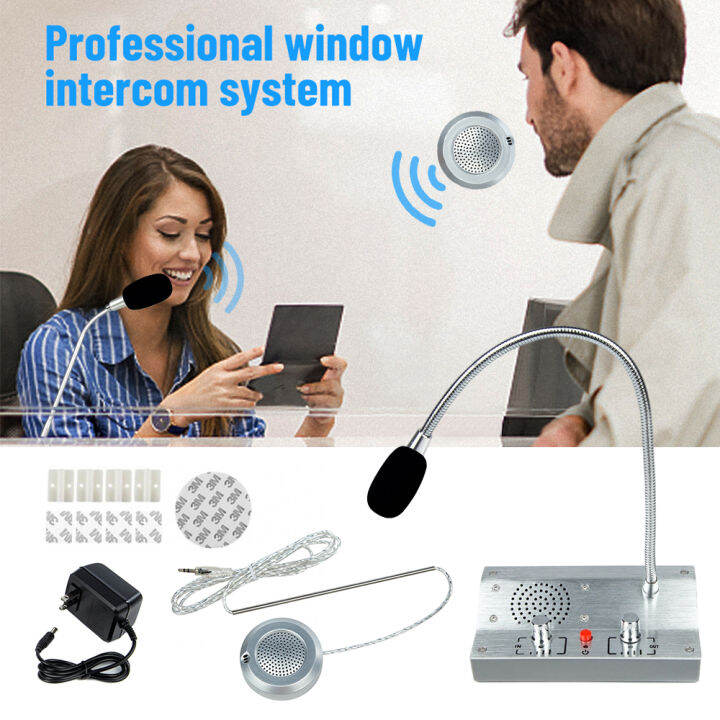 Window speaker intercom Wireless Two Way Speaker Mic and Dual Way Window Microphone for bank ...