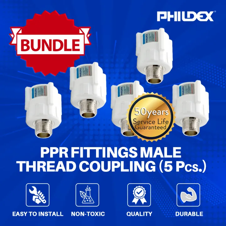 PHILDEX BUNDLE PROMO PPR Fittings - Male Thread Coupling 20x1/2-5PCS ...