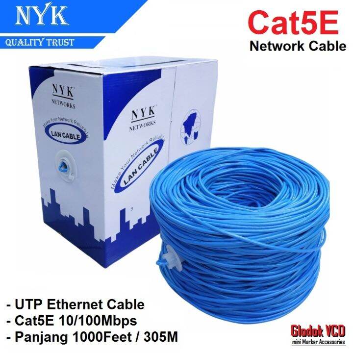 NYK Kabel Lan UTP RJ45 Cat5e Internet Ethernet Cable 305M - 1 Roll ...