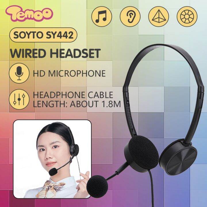 Temoo USB Call Center ชุดหูฟังพร้อมไมโครโฟนตัดเสียงรบกวนสำหรับ PC Home Office โทรศัพท์บริการ ...