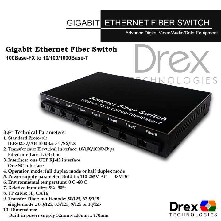 Gigabit Ethernet Fiber Switch 8-Port 10/100/1000 Base-T to 1000 Base-X | Lazada PH