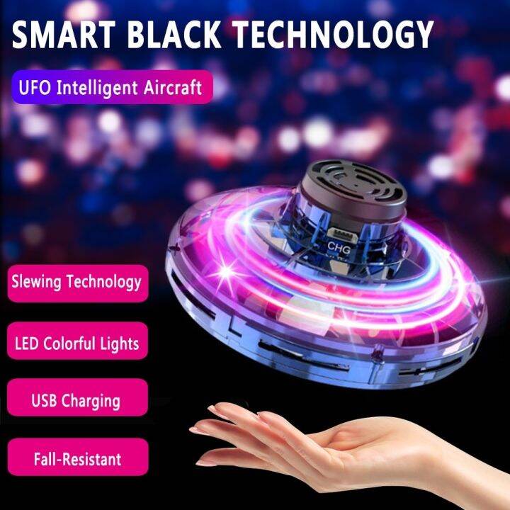 Flying Mini ufo drone Hand Operated Induction fly go spinner Aircraft ...