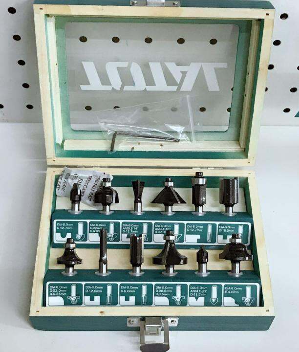 TOTAL 12pcs router bits set(6mm) TACSR0121 | Lazada PH